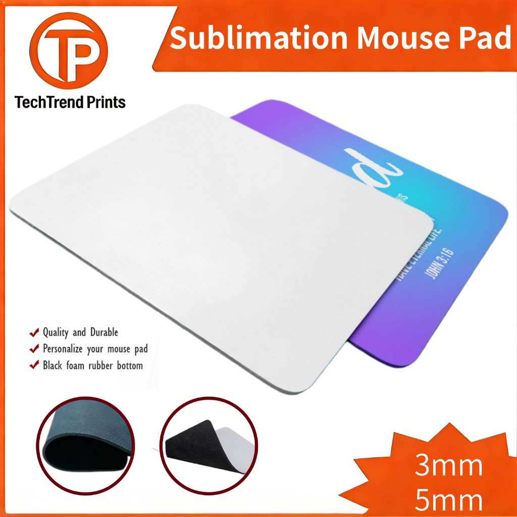 Sublimation Rubber Mouse Pad 3mm 5mm Rectngle 18cm x 22cm Area Size,3mm ...