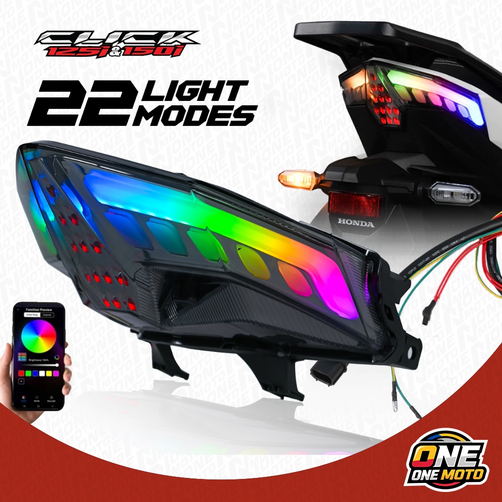 HONDA Click LED Tail Light for 125/150 V3 RGB 22 Modes Motorcycle ...