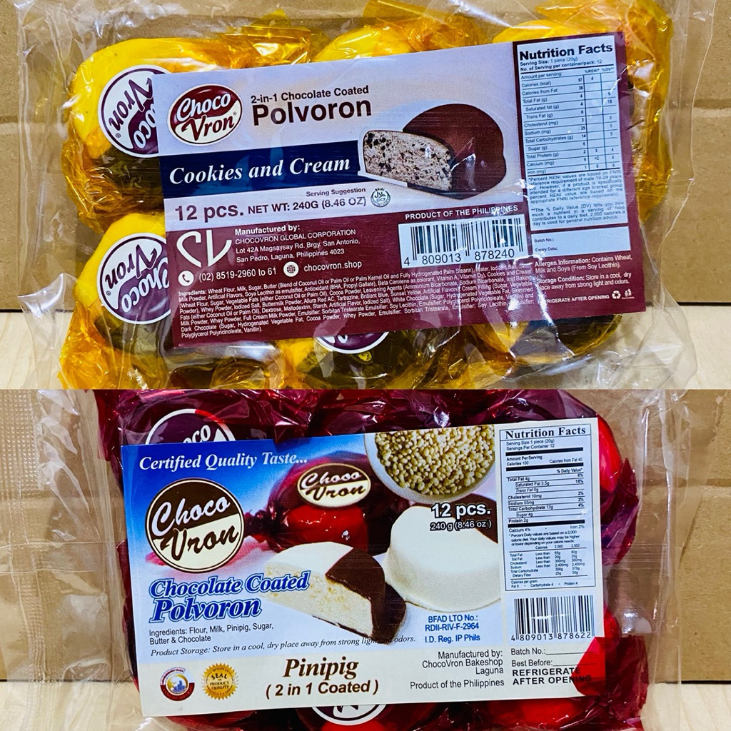 ChocoVron Chocolate Coated Polvoron 240g 1pack (12pcs inside) | Shopee ...