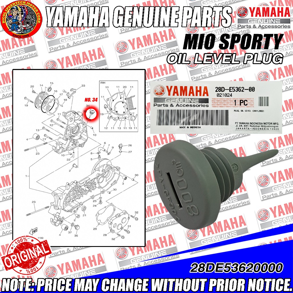 YAMAHA MIO SPORTY PLUG OIL LEVEL (YGP) (GENUINE: 28D-E5362-00) | Shopee ...