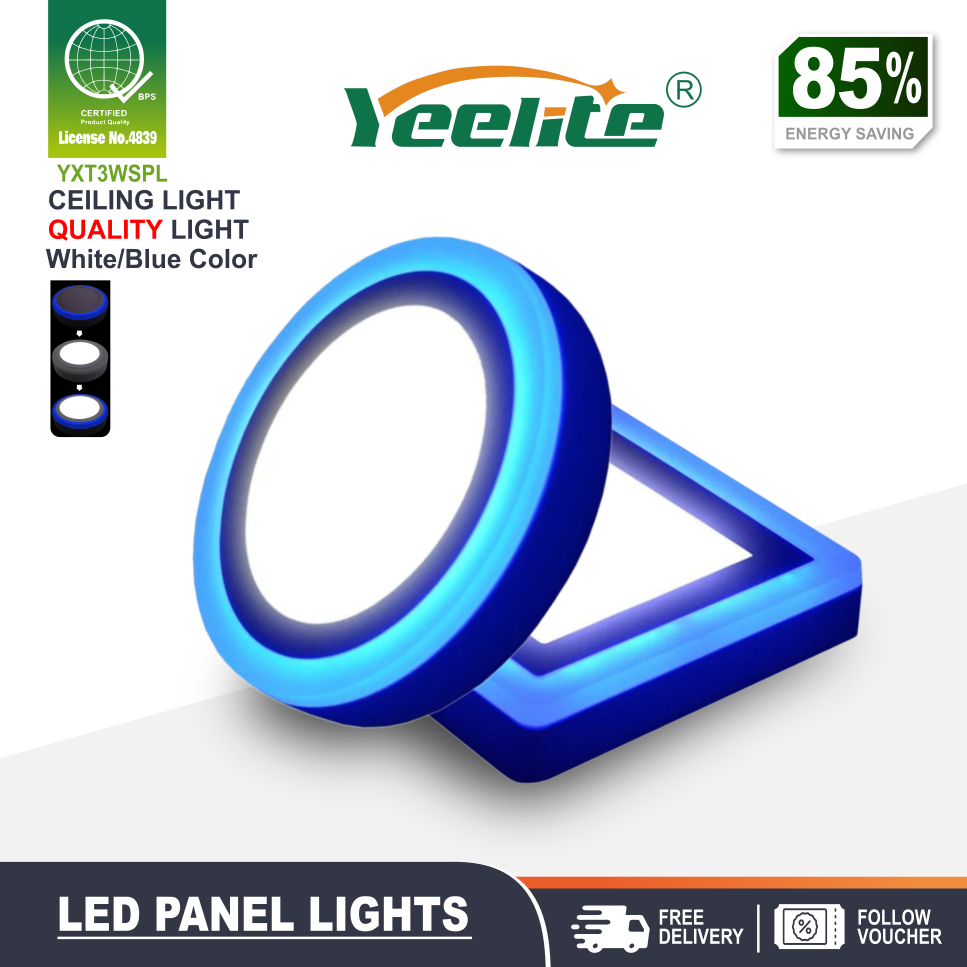 YEELITE LED panel light surface 3 colors blue + white easy install ...