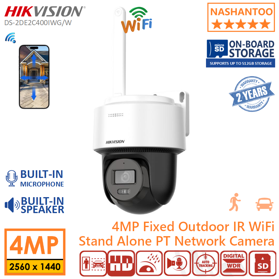 HIKVISION 4MP Fixed Outdoor IR WiFi Stand Alone PT Network Camera DS ...