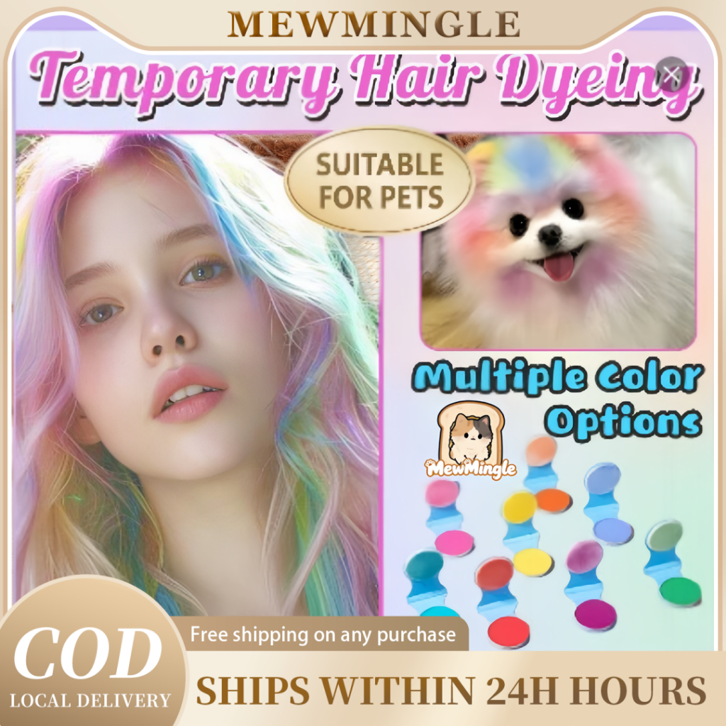 Mew Washable Pet Hair Chalk 6 Colors Non-Sticky Temporary Dye for Dogs ...