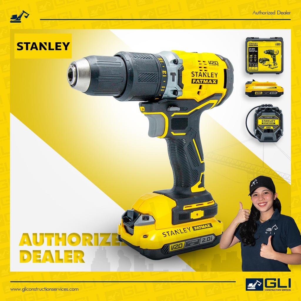 GLI- STANLEY FATMAX 20V BRUSHLESS CORDLESS HAMMER DRILL SET SBD715D2K ...