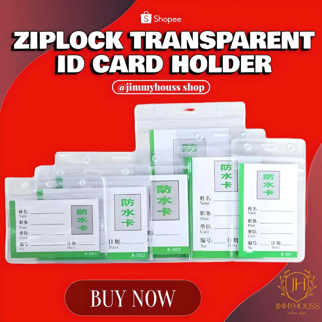 Ziplock Transparent ID Card Case Holder Student Company Card Paper ...