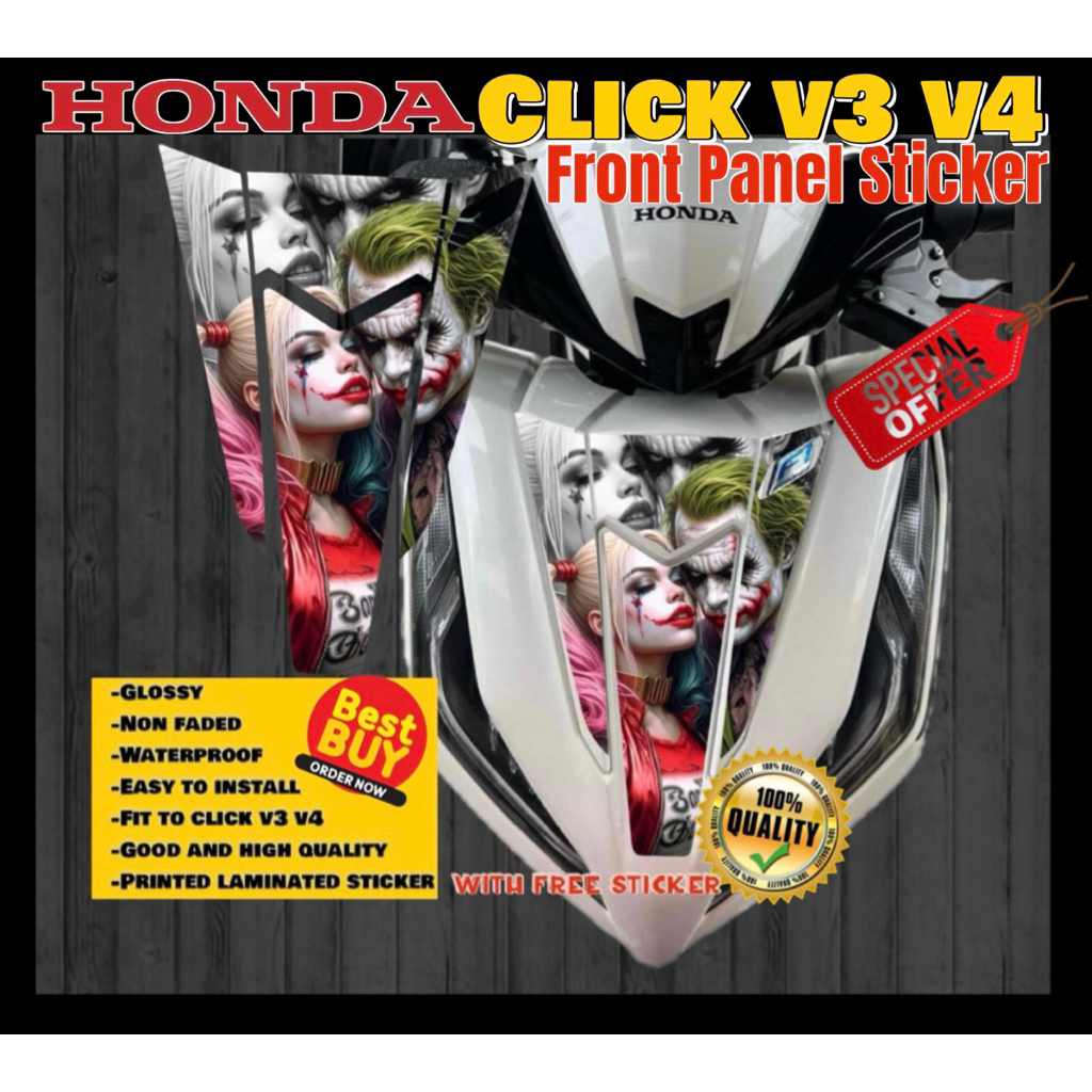 HONDA CLICK V3 V4 125i FRONT PANEL DECALS STICKER PRINTED LAMINATED b3 ...