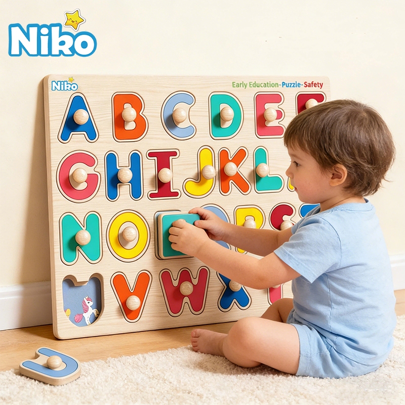 NIKO ABC Letter Digital Puzzle Wooden Toys For Kids Alphabet Number ...
