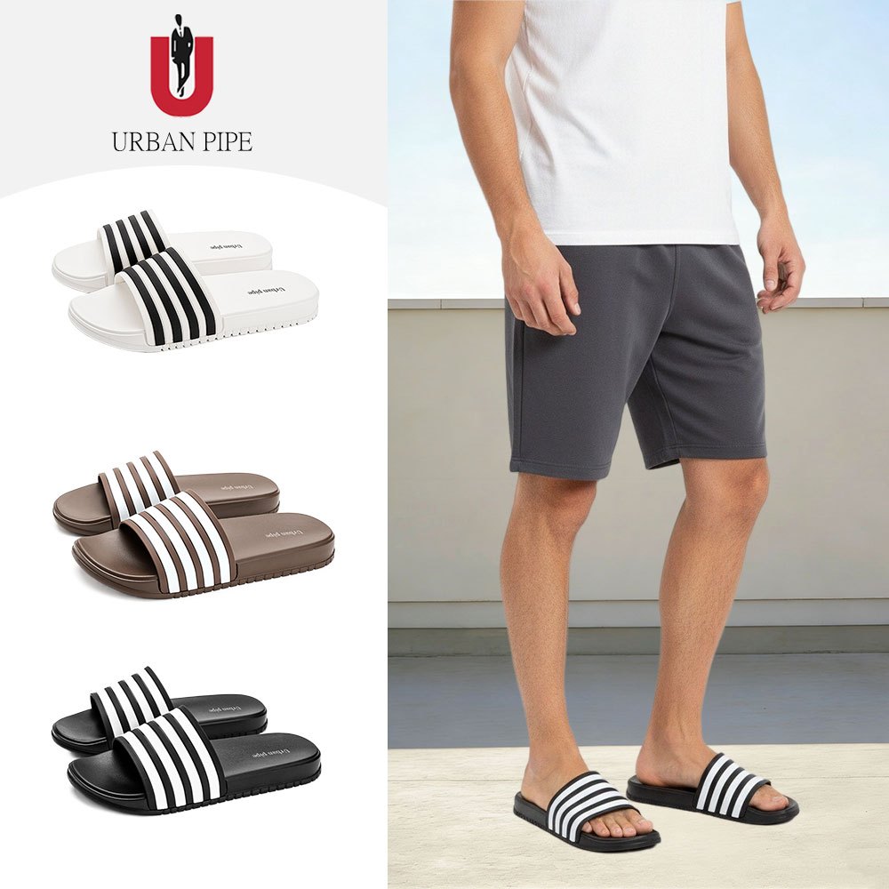 URBAN PIPE Classic EVA Slides Non-slip Stripe Tongue Slipper For Men ...