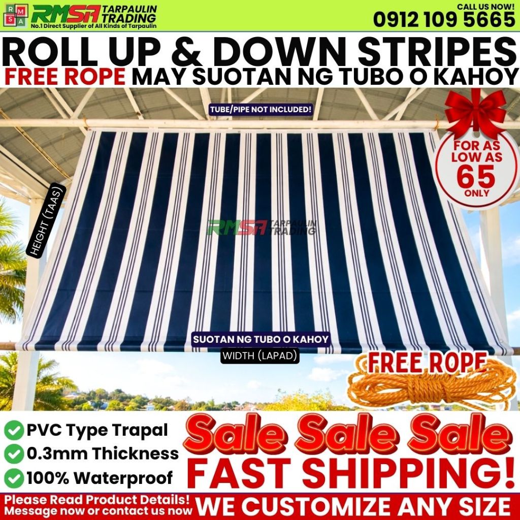 RMSA | 5x5ft "FS" STRIPES TRAPAL ROLL UP & ROLL DOWN | DIRECT SUPPLIER ...