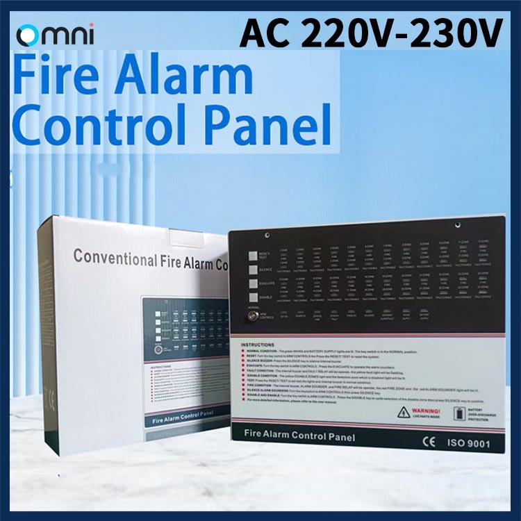 2/4/6/8 Zones Fire Alarm Control Panel AC 220V-230V for with 2 wire ...