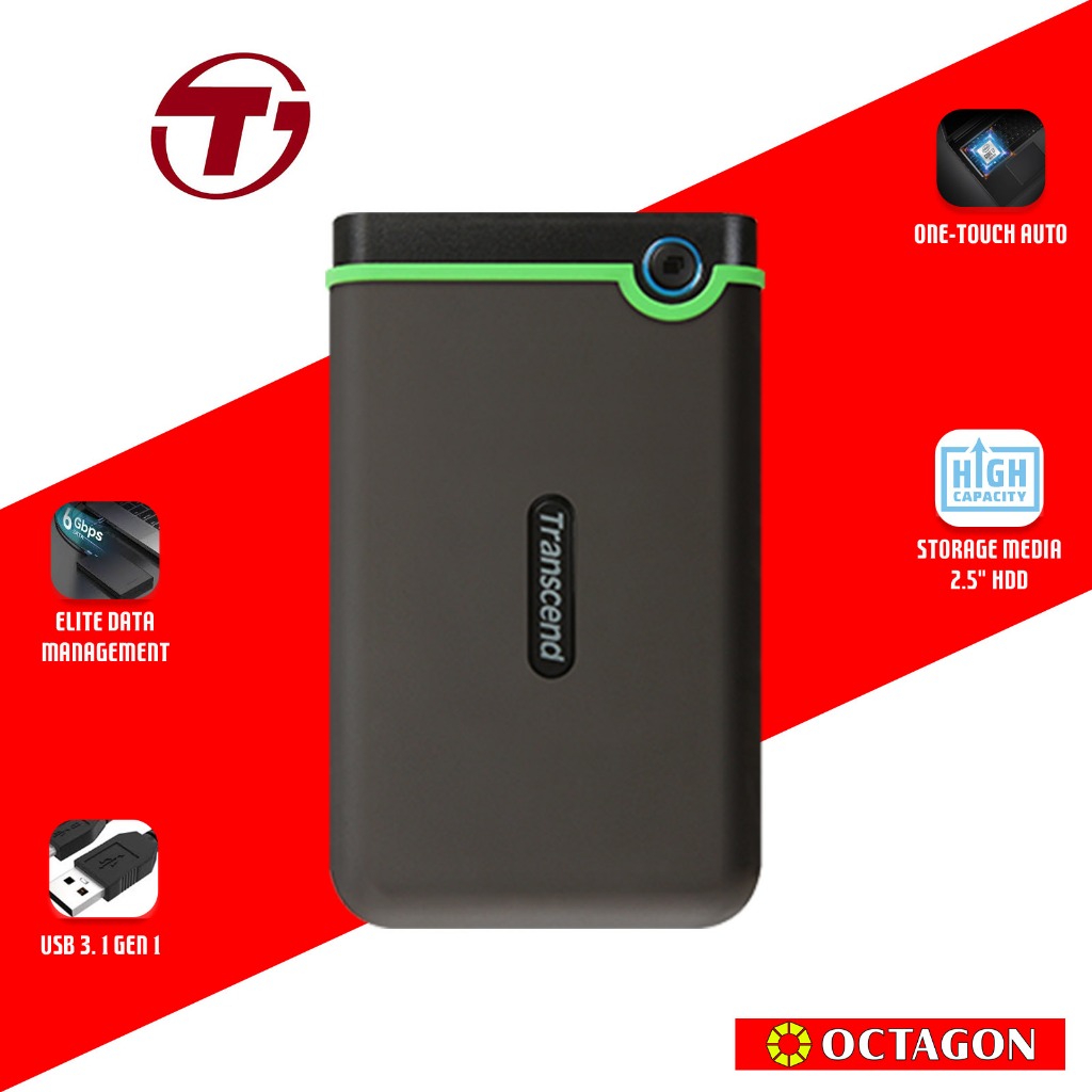 TRANSCEND 1TB SLIM STOREJET 2.5 M3S, PORTABLE HDD | Shopee Philippines