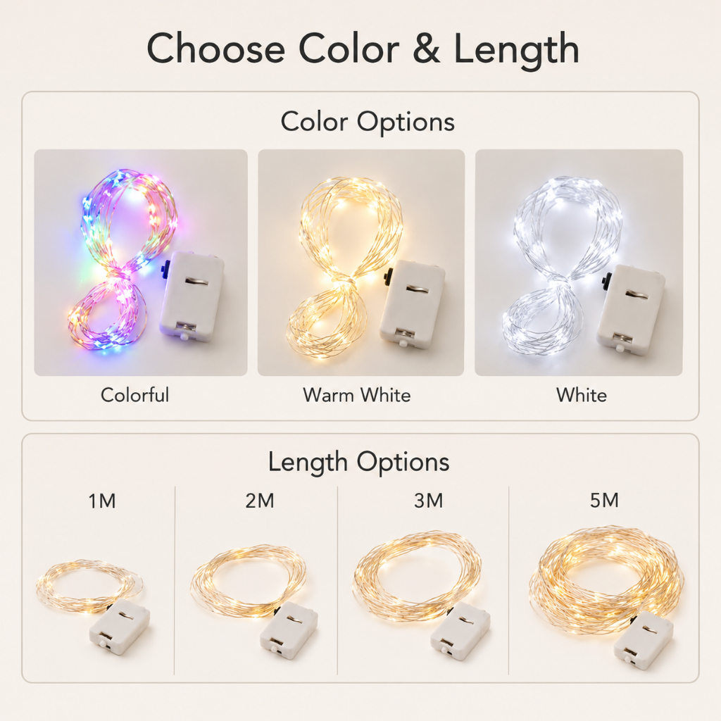 1M 2M 3M 5M Fairy light 3 Modes-String light Led Christmas Lights Party ...