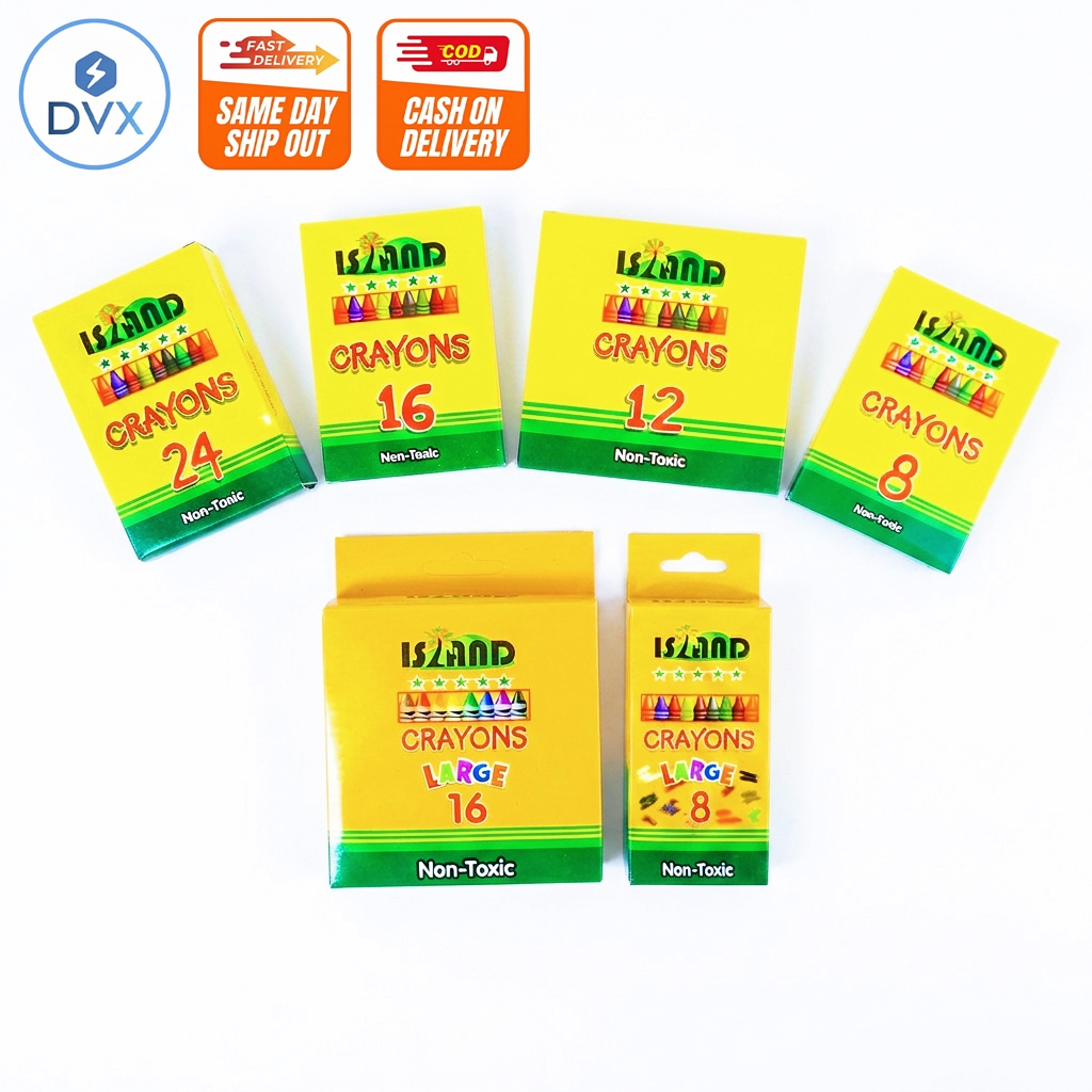 DVX Island Crayons 8 12 16 24 Colors Non Toxic School Supplies Arts and ...