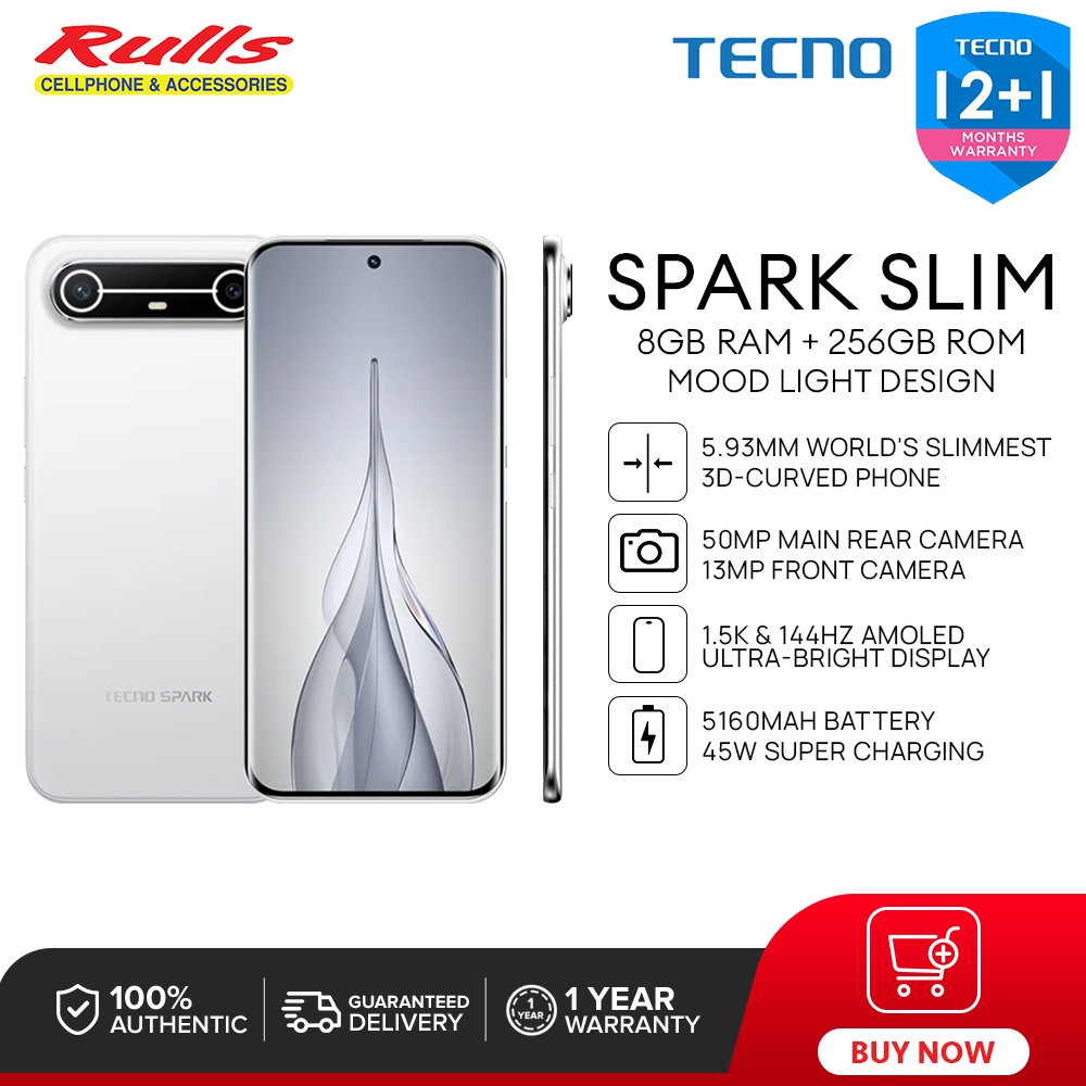 TECNO SPARK Slim (8GB+256GB) Smartphone | MediaTek Helio G200 | 50MP ...