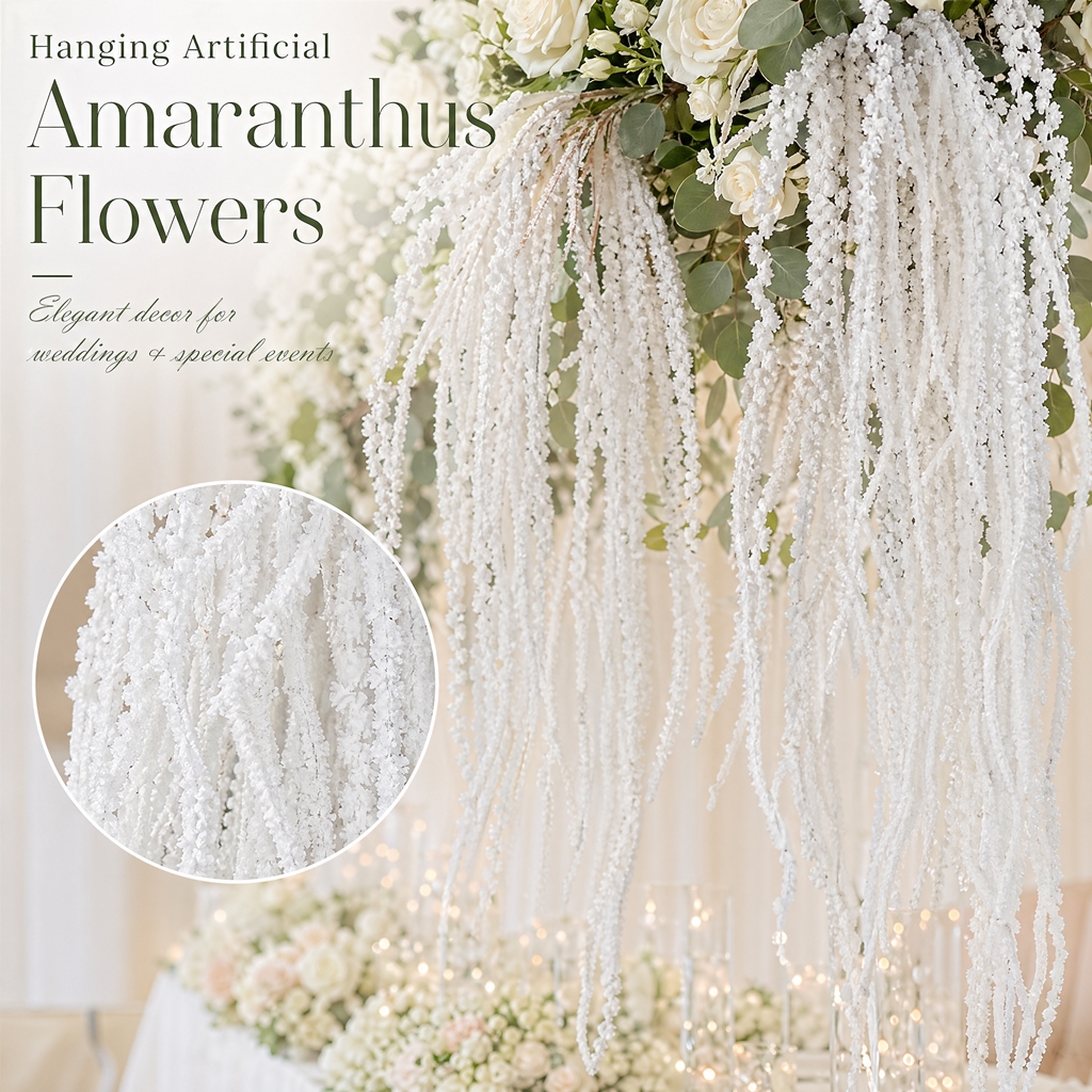 Artificial Hanging Plant Fake Amaranthus 110cm Wedding Decor Caudatus ...
