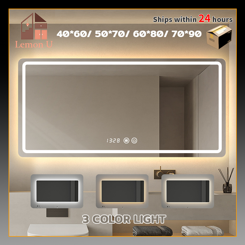 Bathroom Mirror Smart Demisting LED 3-color light Stepless dimming ...