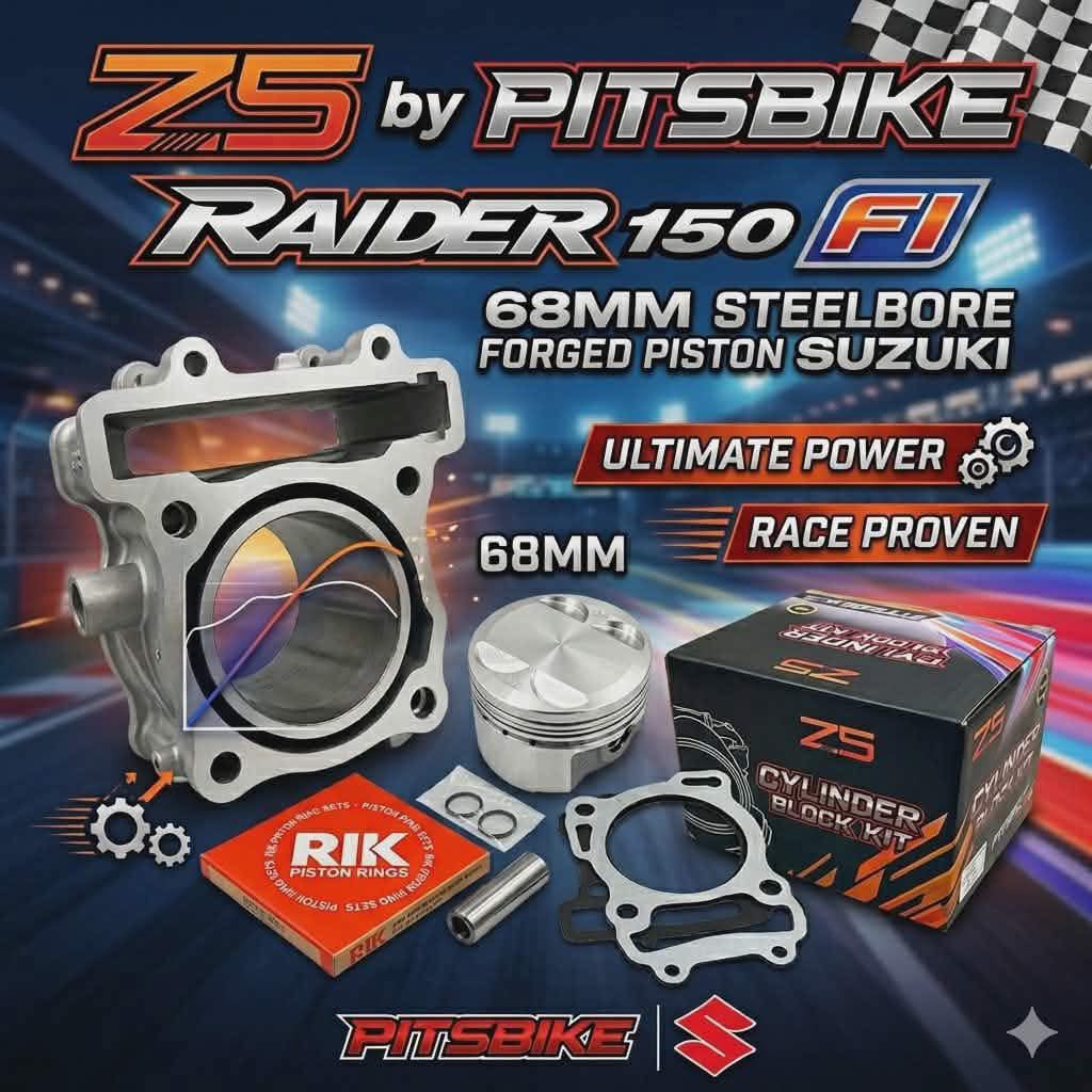 Z5 RAIDER 150 FI 68MM STEEL BLOCK BORE KIT CYLINDER FORGED PISTON ...