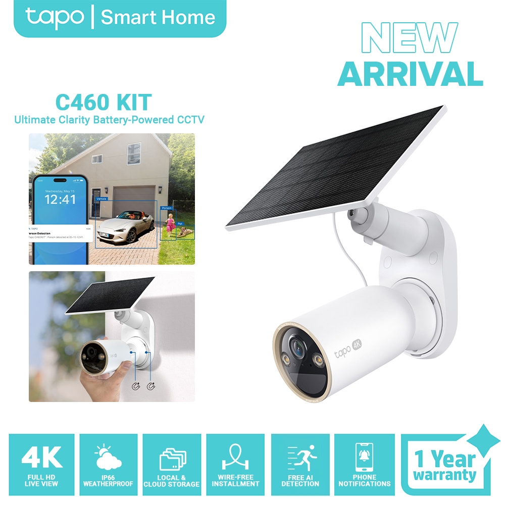 Tp-Link Tapo C460 KIT 4K 8MP Wireless Solar Security Camera | AI Human ...
