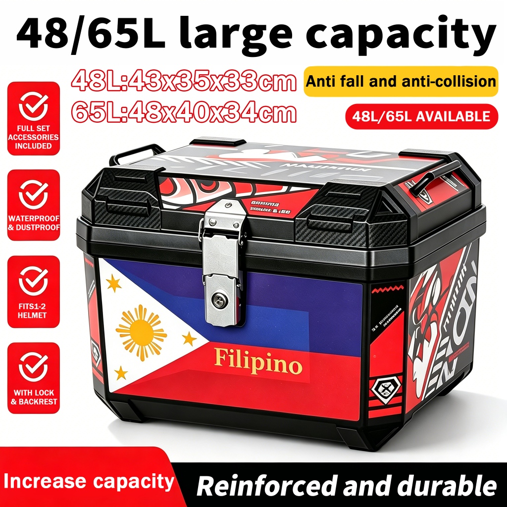 Majavis 48L/65L Motorcycle Top Box Universal Motor Storage Trunk ...