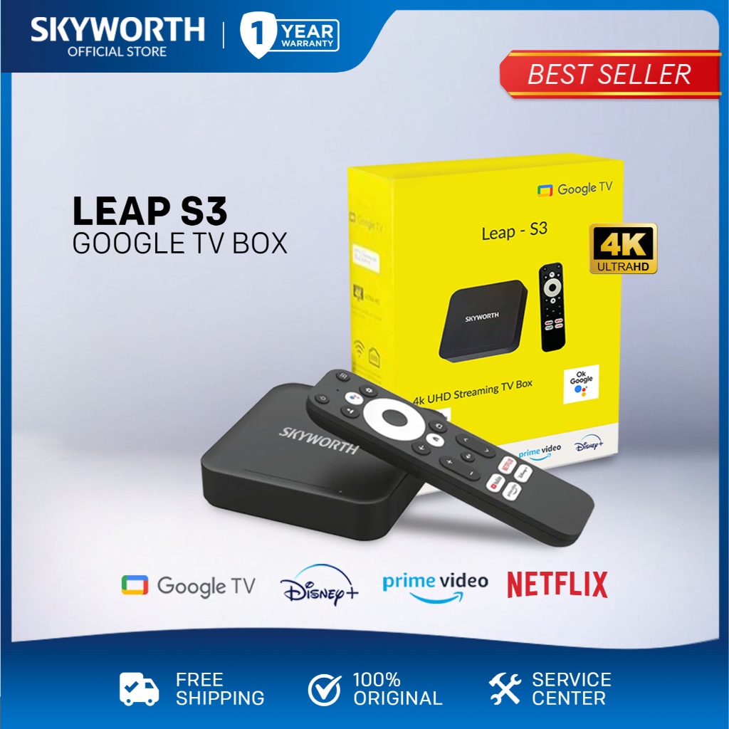 Skyworth Google TV Box LEAP S3 2G Plus 16G, Google Assistant, 4K Ultra ...