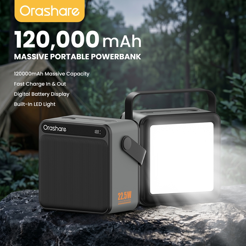 Orashare OL120Pro 120000mAh 22.5W Fast Charging Powerbank with Light ...