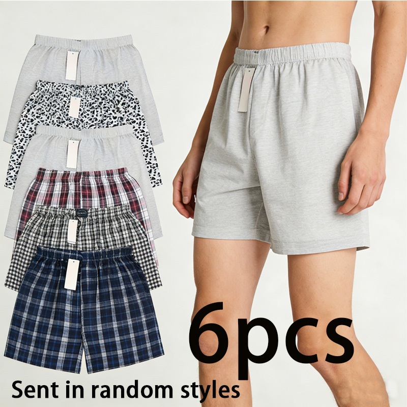 6pcs / 12pcs Men's Stylish Plaid Boxers Soft Comfy Casual Sports ...
