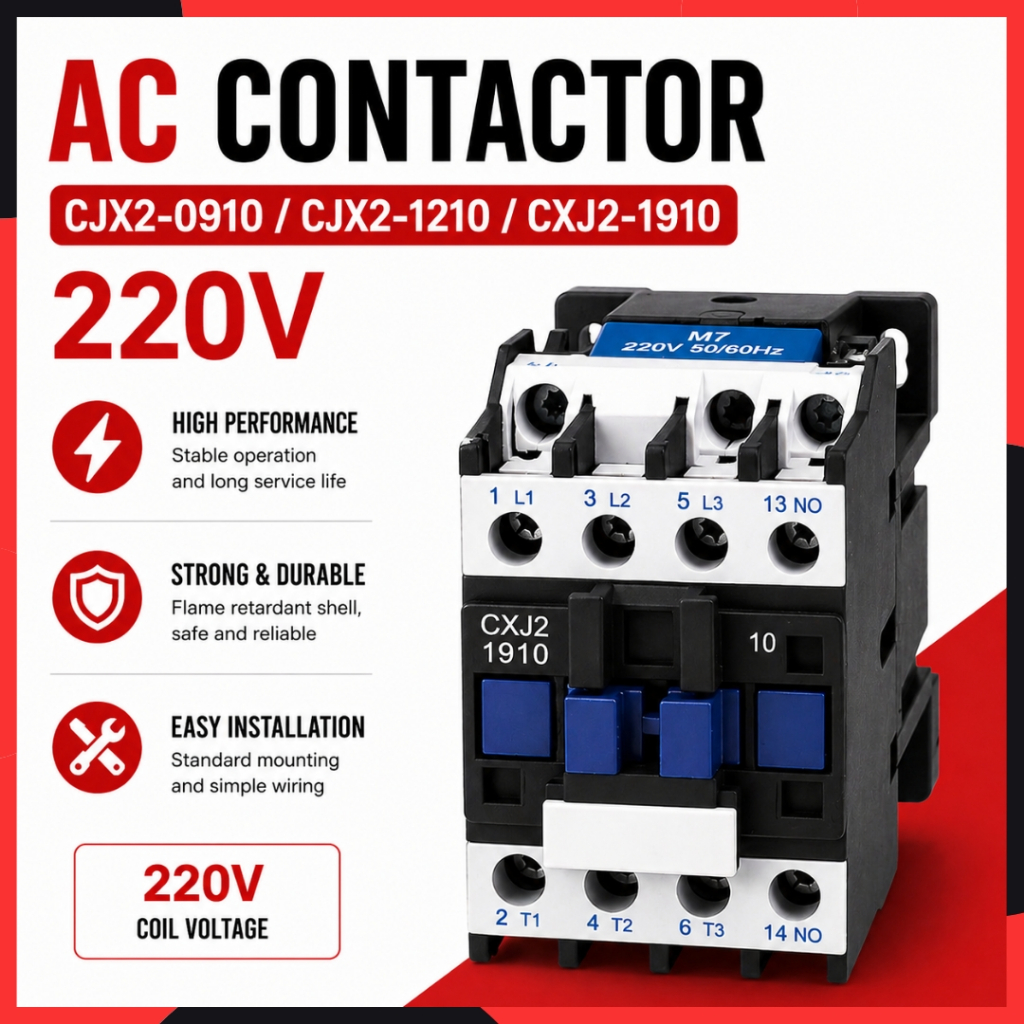 AC Electromagnetic Contactor 220V Single Phase CJX2-1210 1810 2510 3210 ...