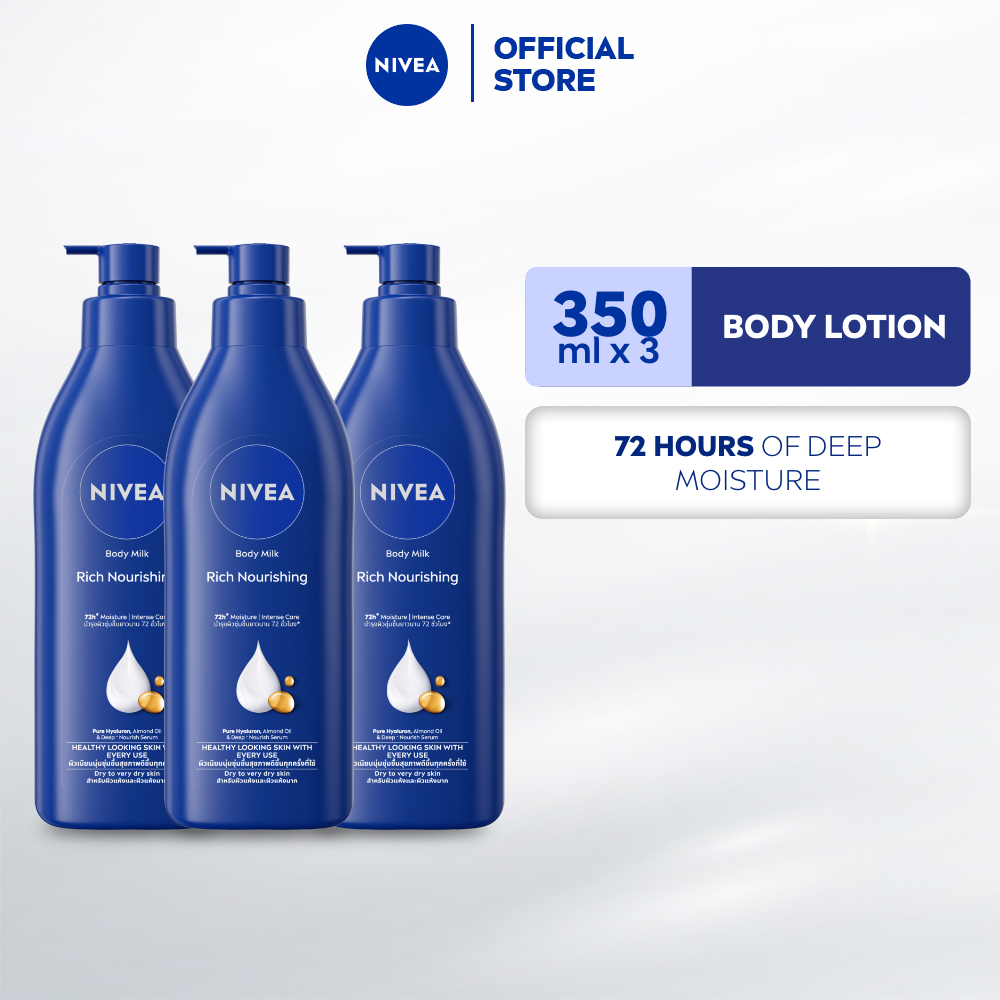 PACK OF 3 NIVEA Body Milk Rich Nourishing Moisturizing Lotion for dry ...