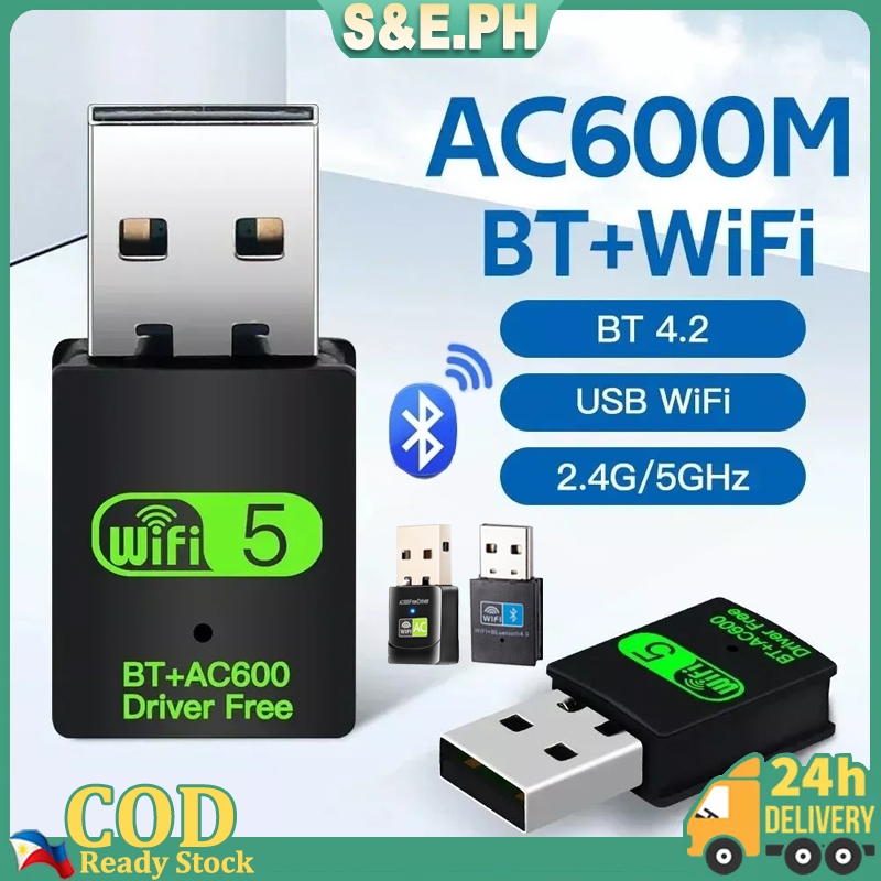 S&E Dual Band Wireless USB WiFi Adapter 600Mbps 2.4/5Ghz Network ...