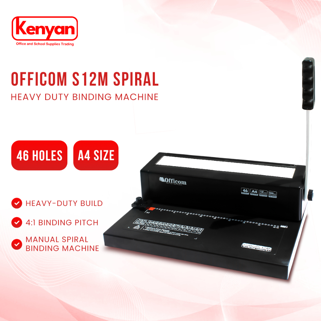 Spiral Binding Machine A4 46 Holes Heavy Duty Officom S12M 12 Sheets ...