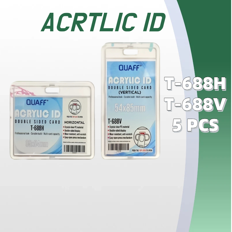 QUAFF T-688 Acrylic ID Badge Holder 5pcs Double Sided Vertical ...