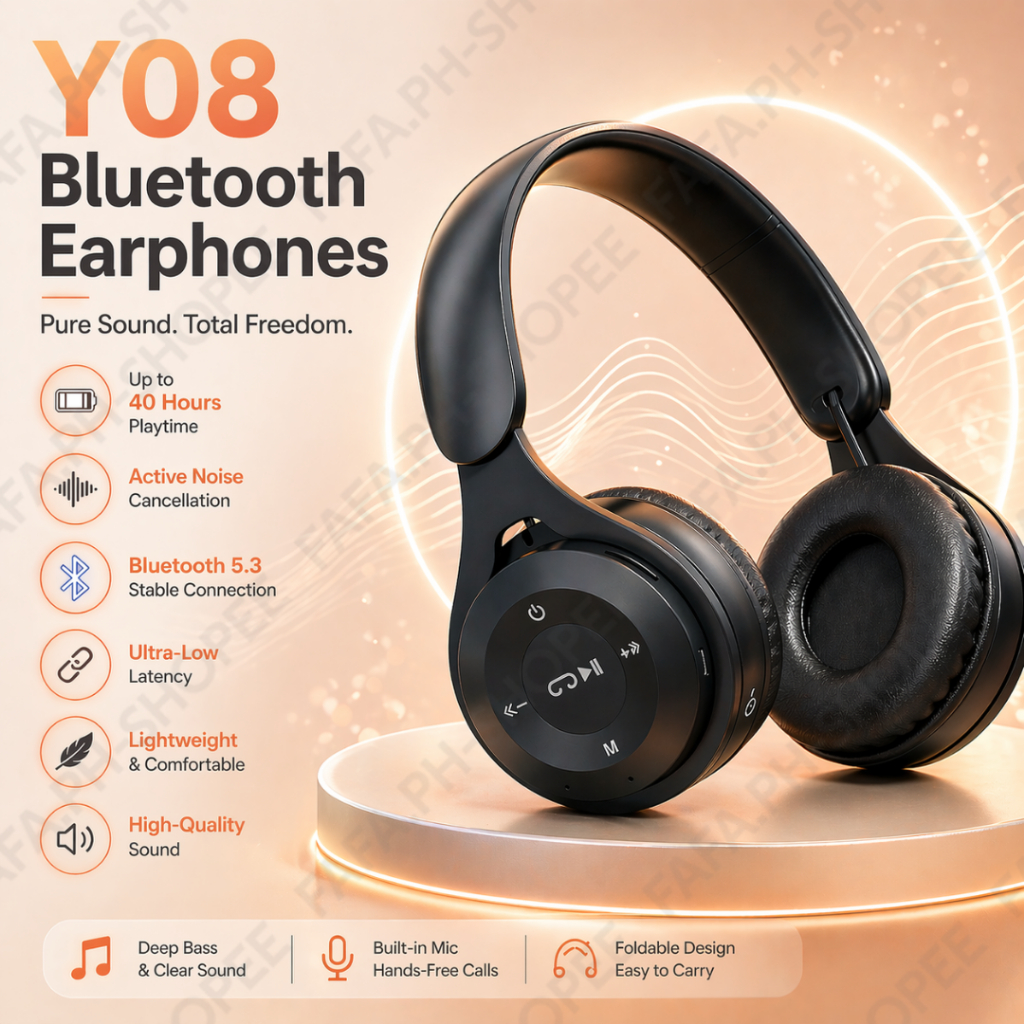 Y08 [Good Quality] YO8 Wireless Bluetooth Headphones P47 On-Ear Headset ...