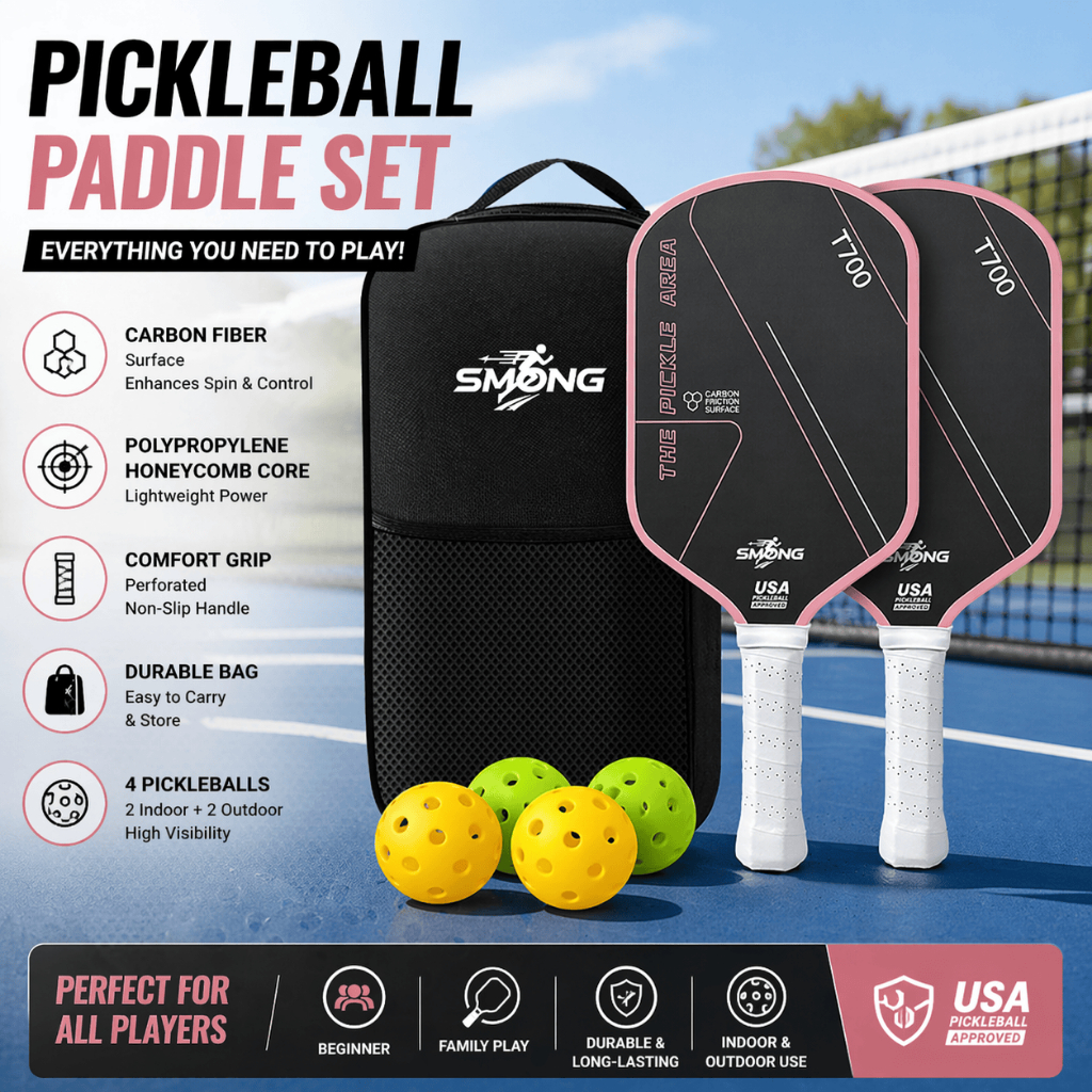 【LOCAL STORE】T700 Carbon Fiber Pickleball Paddle Set Free Bag 4 Balls ...