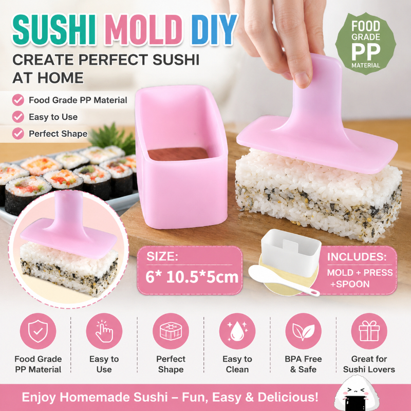 Rice Mould Musubi Molder Maker Rectangular Layer Mold Box Scoop Onigiri ...