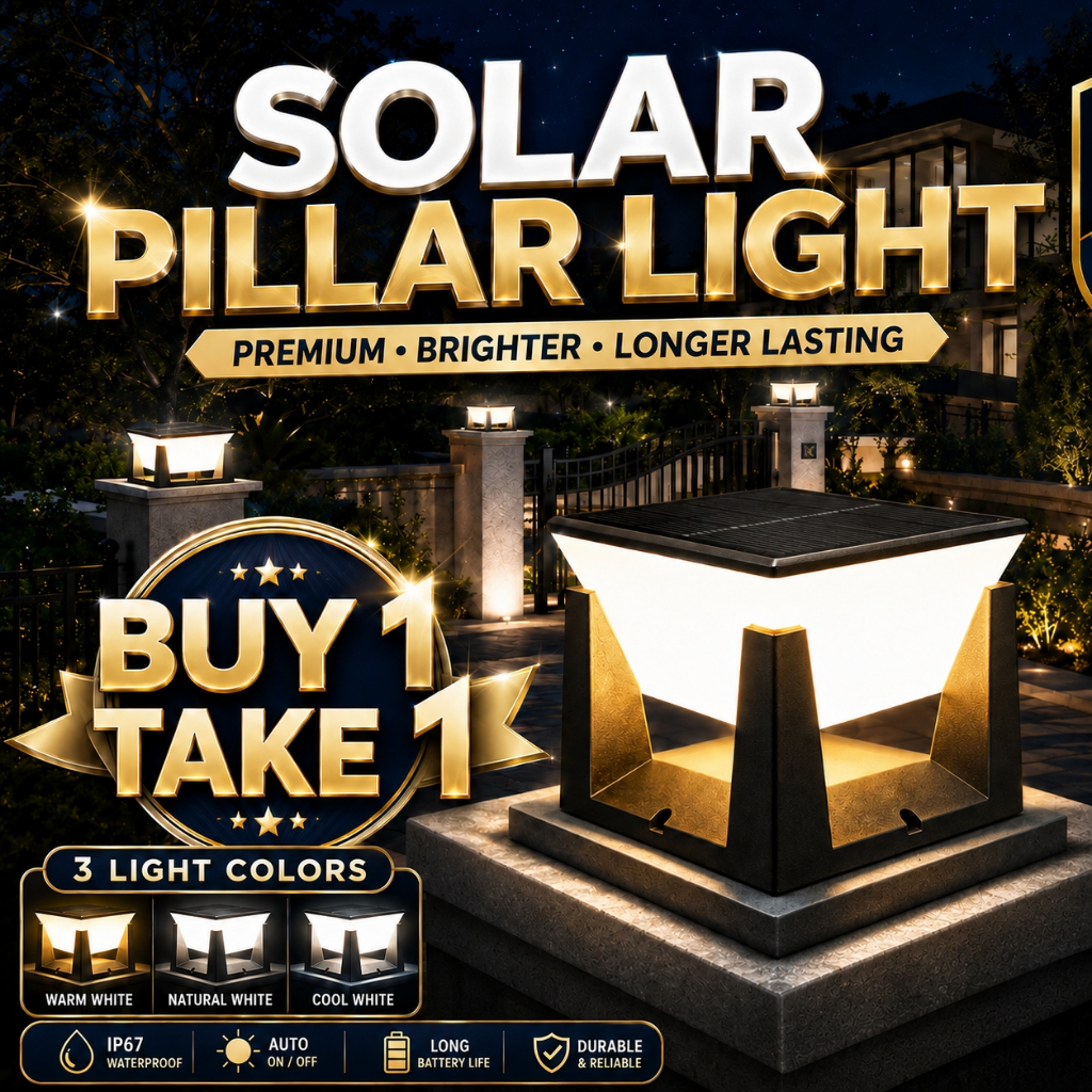 【BUY 1 TAKE 1】 Solar Pillar Light Outdoor Waterproof Automatic Head ...