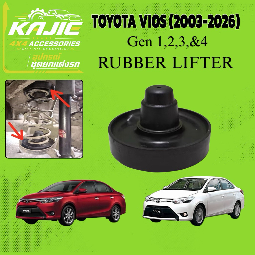 KAJIE Rubber Lifter Toyota Vios 2003-2026 Gen1,2,3,4 Heavy Duty Coil ...