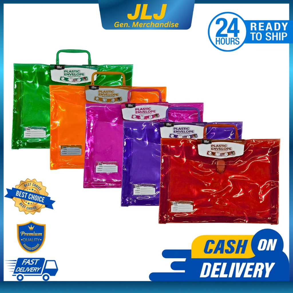 Expanding Colored Long Plastic Envelope with Handle Pushlock and Zipper ...