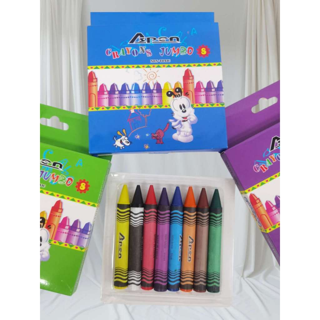Jumbo Crayons Aspen 8 colors, non toxic>school supplies | Shopee ...