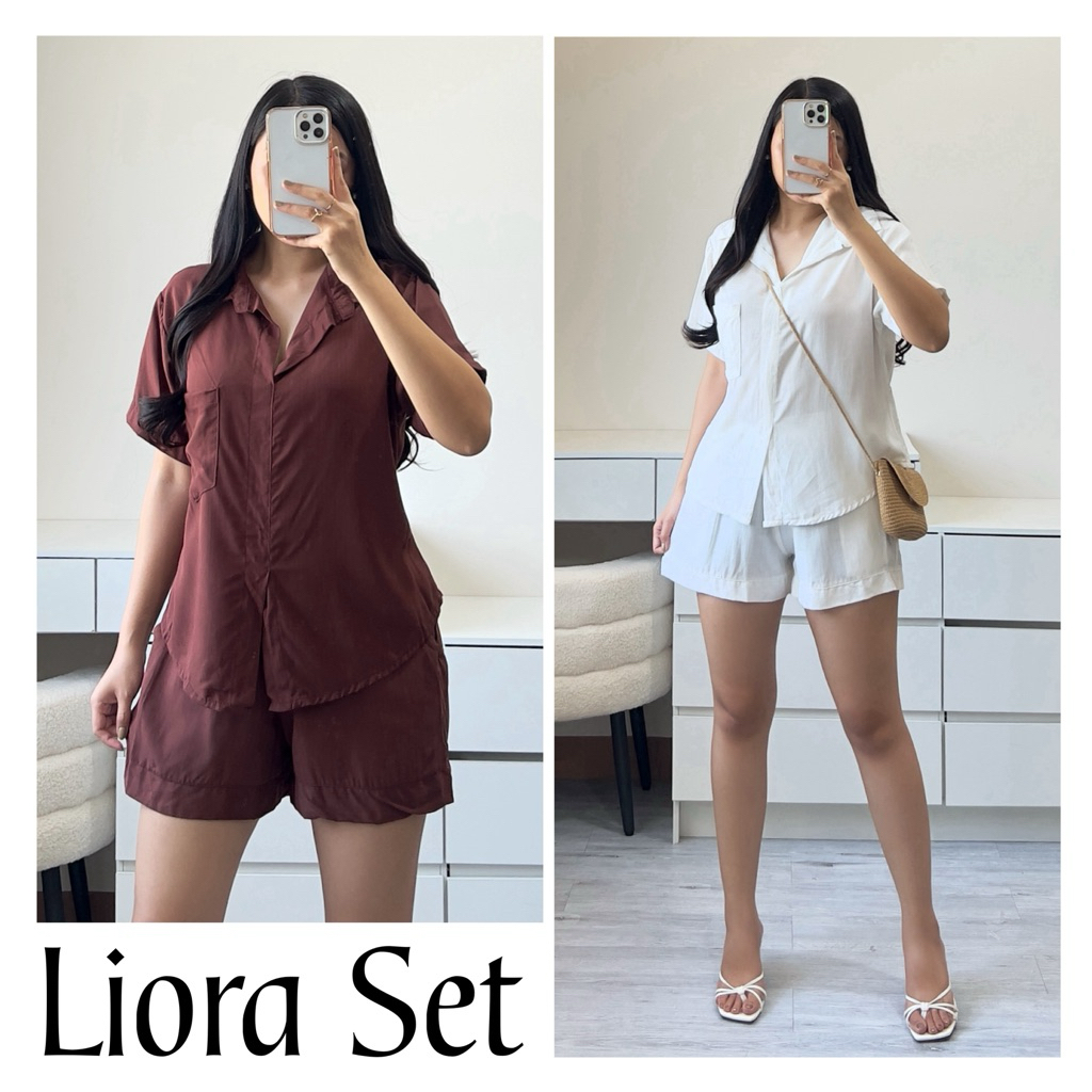 LEORA SET — Short Sleeve Polo Top + Shorts Linen Set | Shopee Philippines