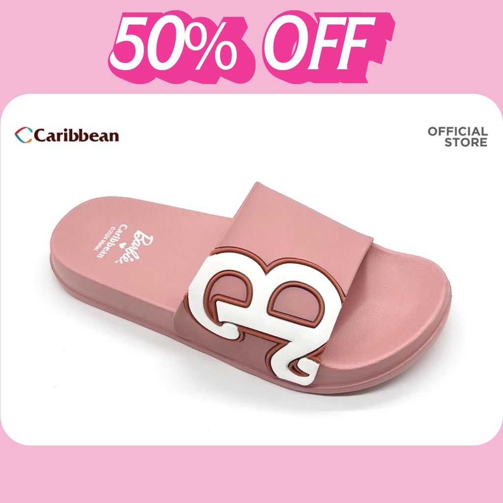 Caribbean 🩷 Barbie Ladies Slides: BSL10 Blush Pink B Logo | Shopee ...