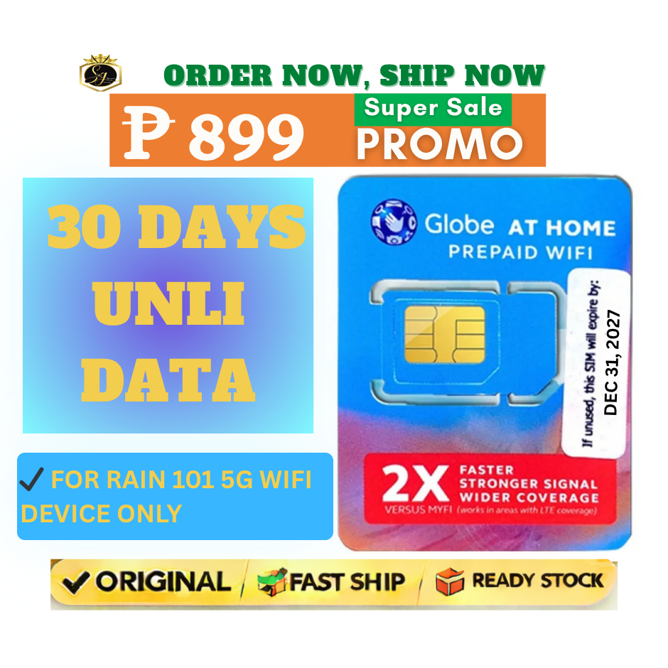 GLOBE AT HOME PREPAID WIFI SIM CARD 30 DAYS UNLIDATA FOR 5G GLOBE RAIN ...