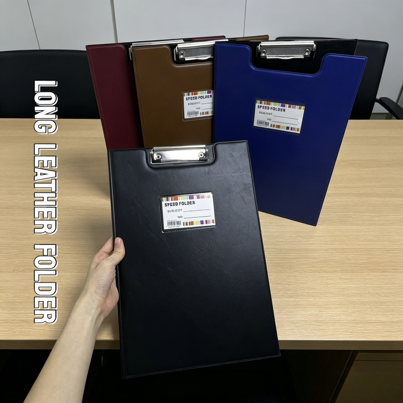 Leather Portfolio Folder Clipboard Long with Cover Paper Organizer ...