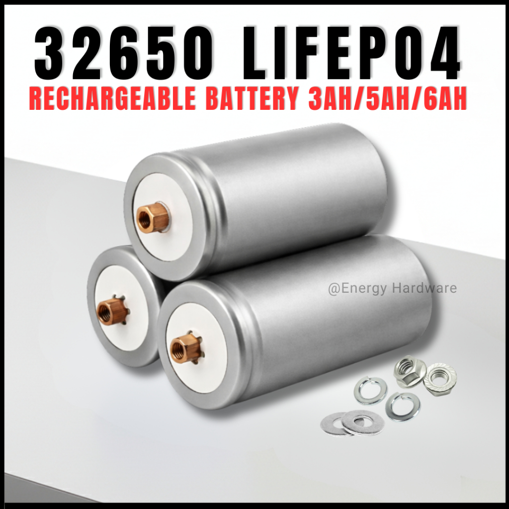 (BOLT & NUT INCLUDED) 32650 LiFePO4 Battery 6000mAh 3.2V Lithium ...