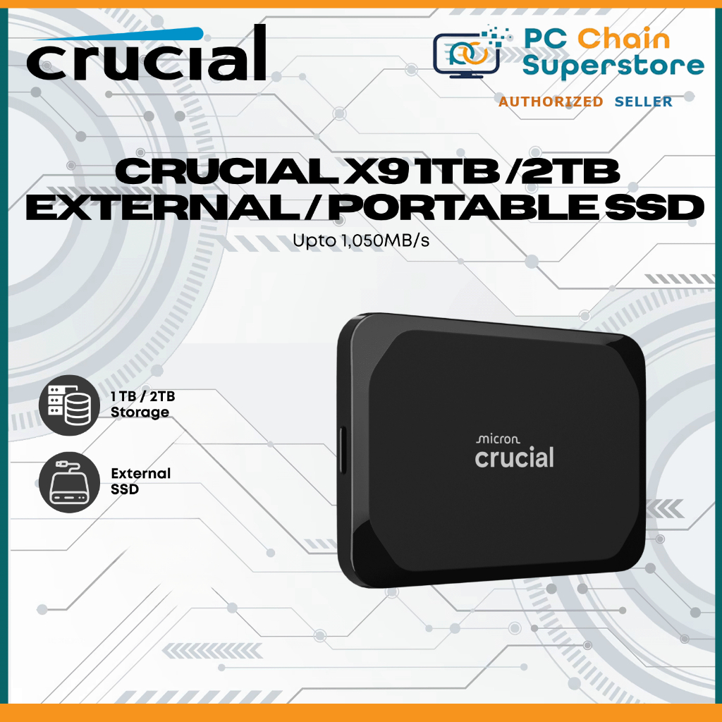 CRUCIAL X9 1TB / 2TB EXTERNAL / PORTABLE SSD - Upto 1,050MB/s | Shopee ...