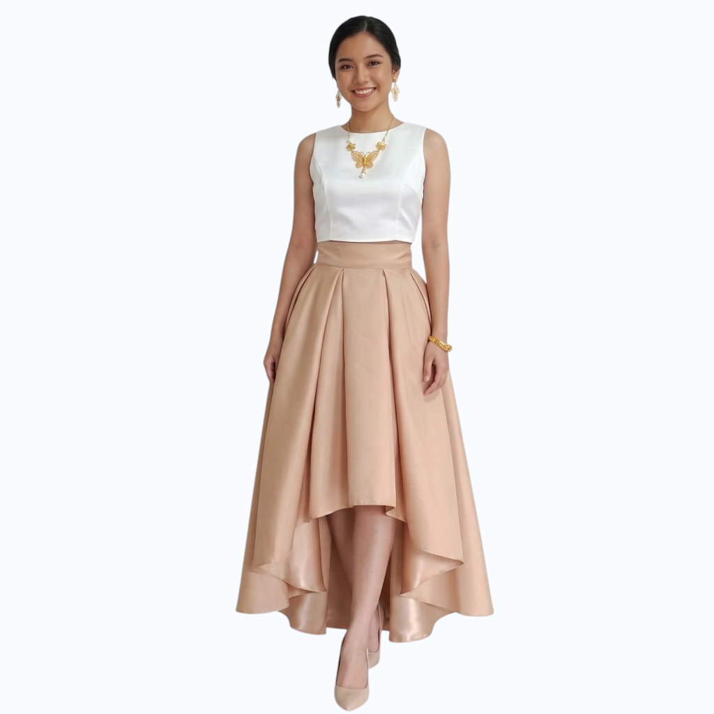 Modern Skirt LONG BACK Hi-low PREMIUM QUALITY Makapal | Shopee Philippines