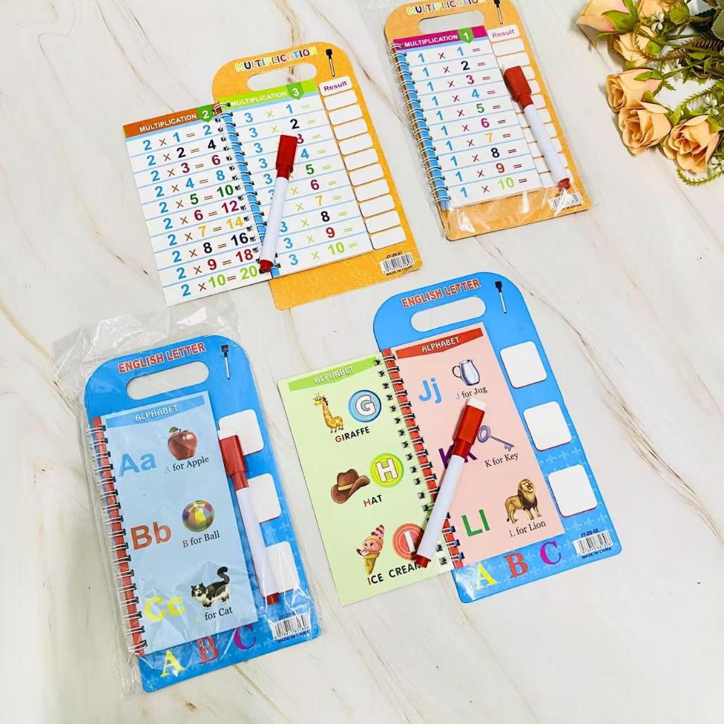 Multiplication and Alphabet Practice Book Reusable Workbook Children ...