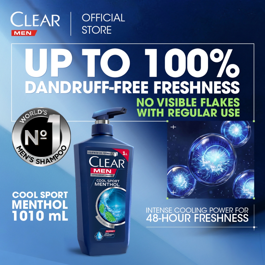 Clear Men Cool Sport Menthol Anti-Dandruff Shampoo 1010ml - Up to 100% ...