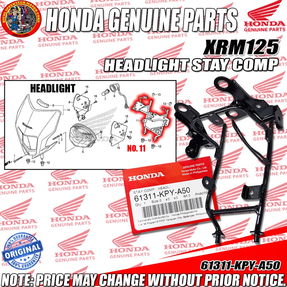 XRM 125/ Fi/ DSX/ MOTARD HEADLIGHT STAY COMP (HPI) (Genuine: 61311-KPY ...