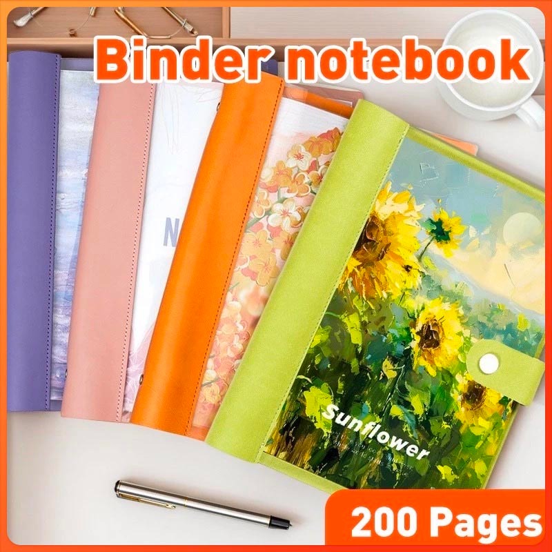 A5/B5 Binder Notebook PU Leather Loose-Leaf Notebook Oil Painting Cover ...