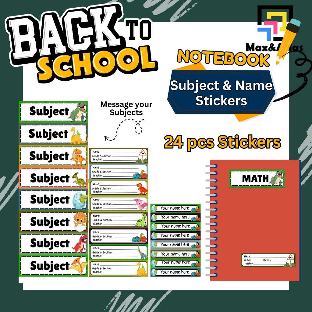 Back to School Subject Labels with Name | Customized Notebook Stickers ...